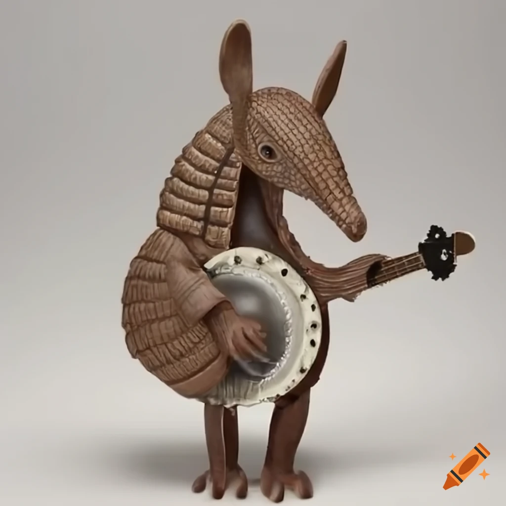 Armadillo playing banjo on Craiyon