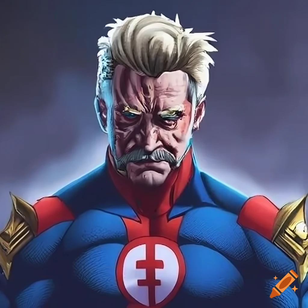 Homelander and Omni Man with merged mustache on Craiyon