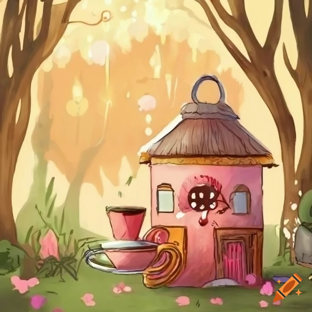 Cute cottage core tea party drawing on Craiyon