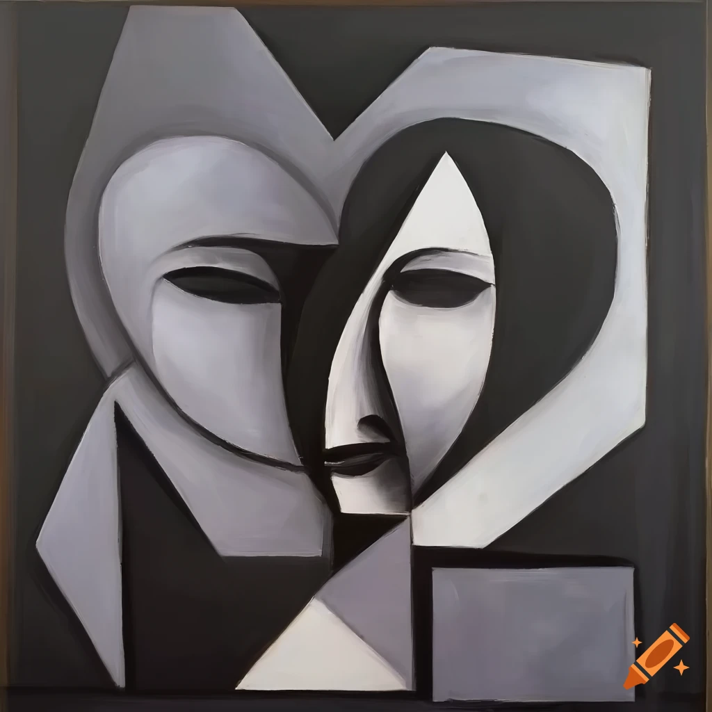 Father kissing daughter in George Braque style cubism oil painting on ...