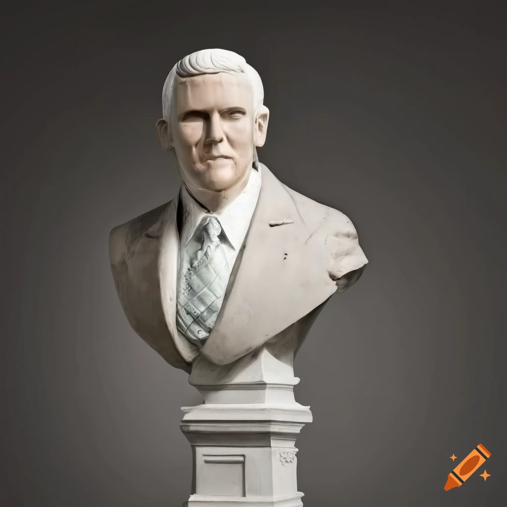 Large marble statue of a man in a public square on Craiyon