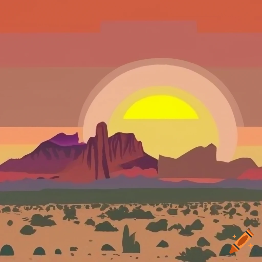 Arizona Superstition Mountains and desert landscape under a sunset sky ...
