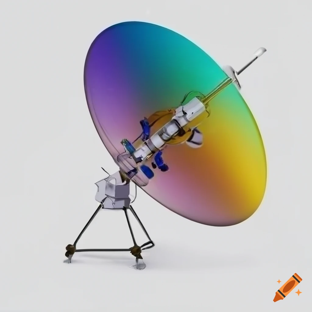 Colorful satellite antenna on white background on Craiyon