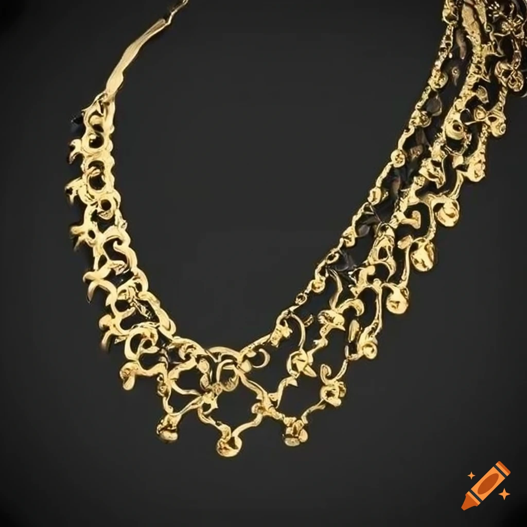 Gothic ornamental gold jewelry chain design on Craiyon