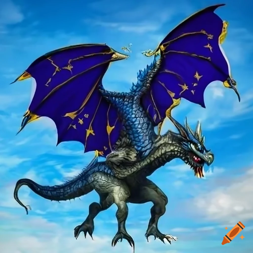 Dragon with european flag wings on Craiyon