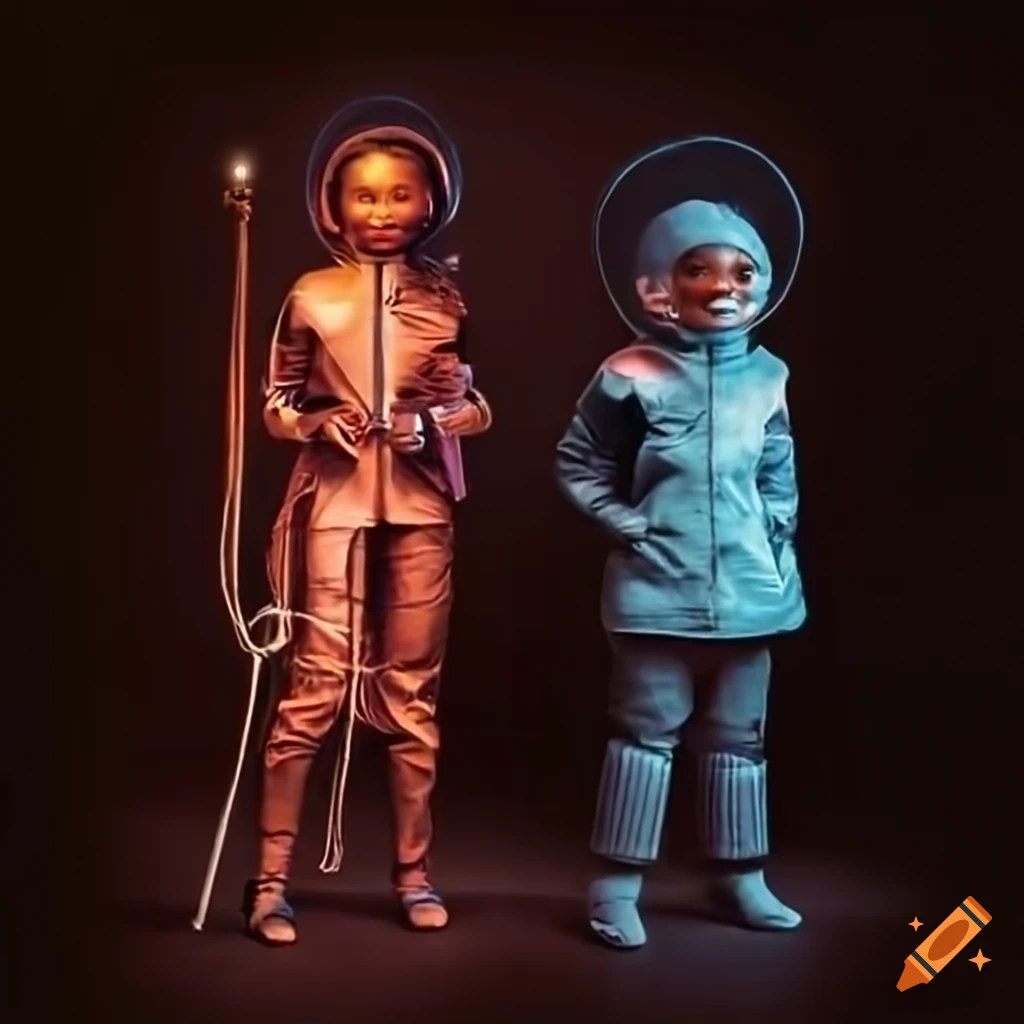 Retro futuristic child scientists inspired by 2001 space odyssey on Craiyon