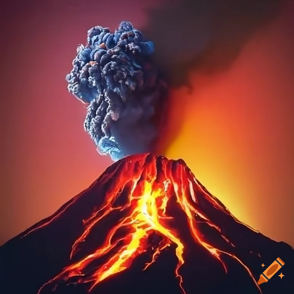 Infographic on volcanic hazards and eruption signs on Craiyon