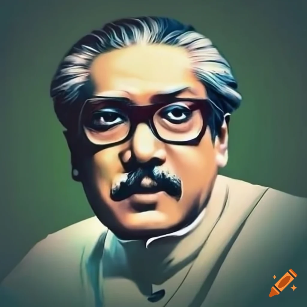 Portrait of Bangabandhu Sheikh Mujibur Rahman on Craiyon