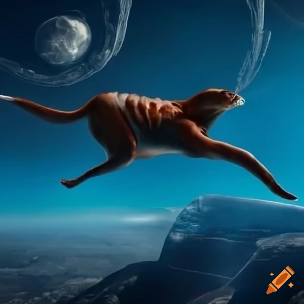 Flying human riding an animal in a futuristic scene on Craiyon