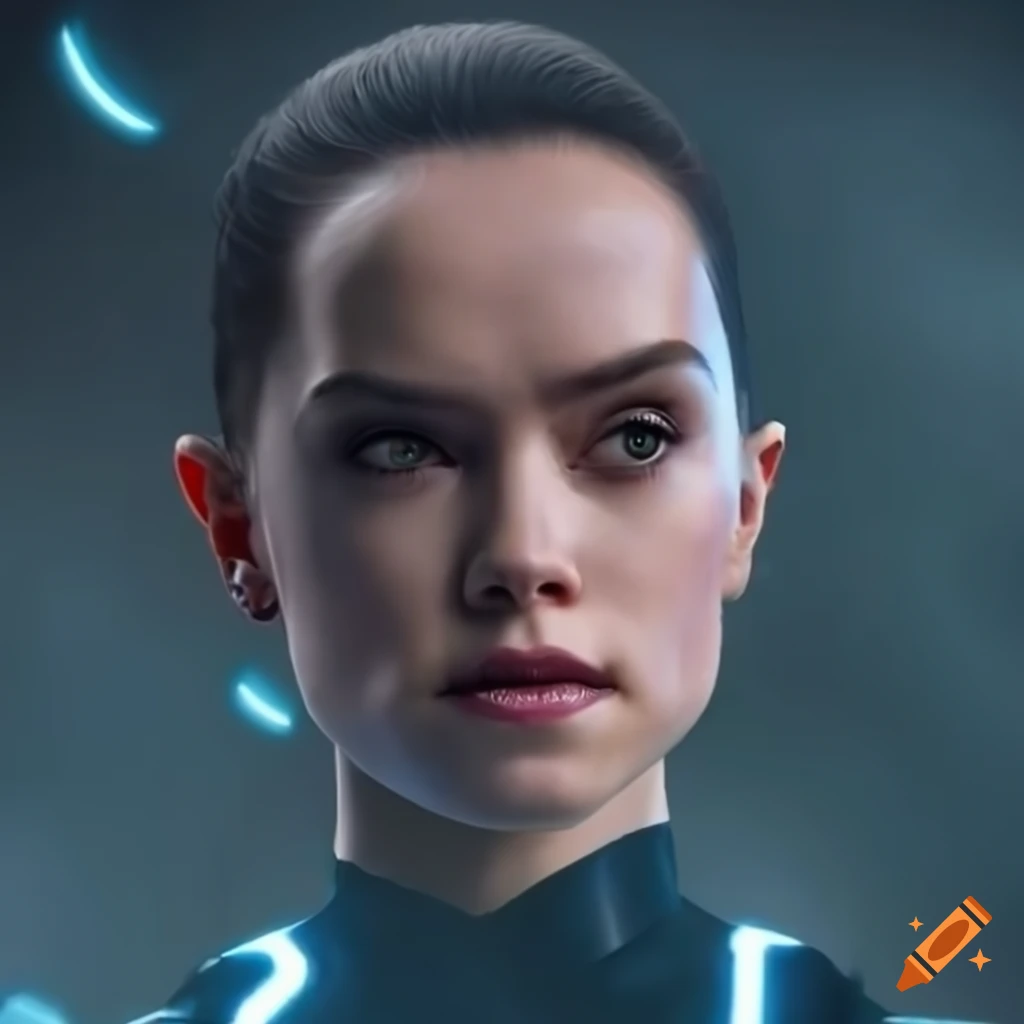Digital portrait of Daisy Ridley as Quorra from Tron Legacy on Craiyon