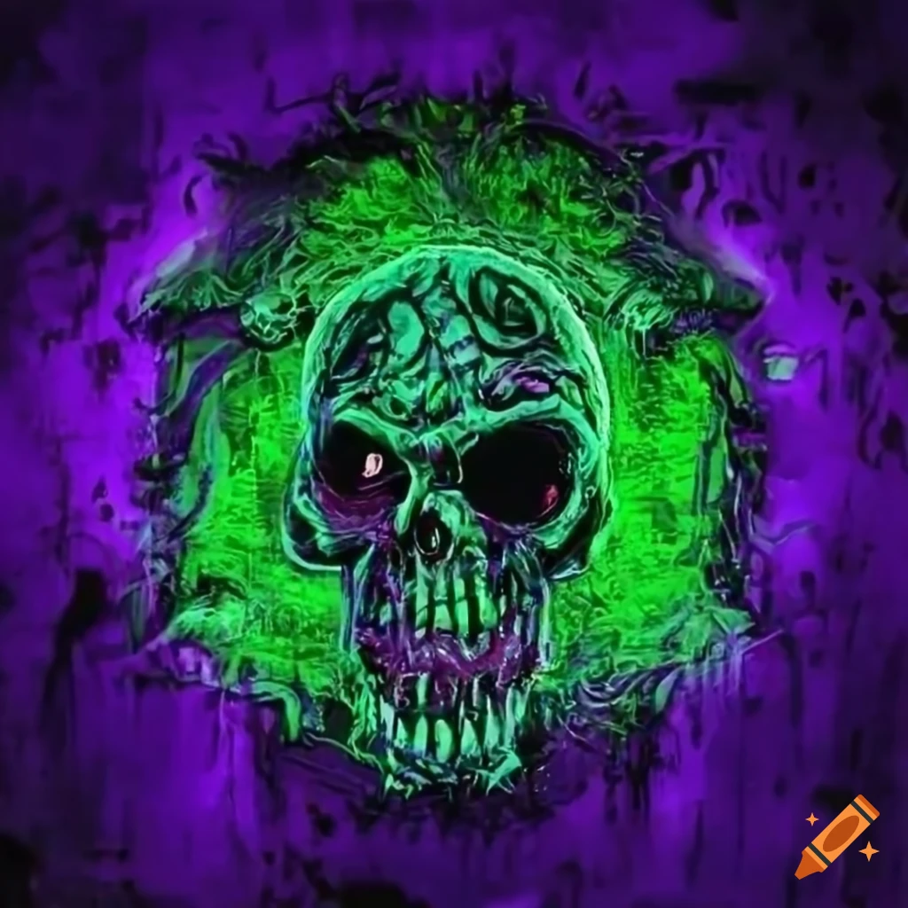 Purple and green neon toxic world with corpses and zombies band artwork ...