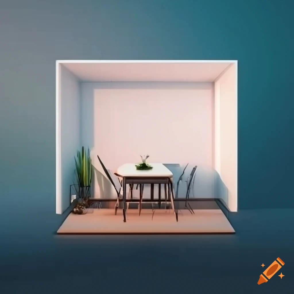 Minimalist 3d rendering of an outdoor rooftop terrace with a ...