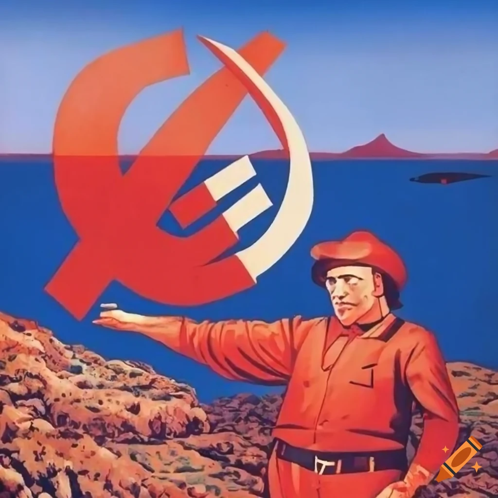 Communist poster depicting caprera island on Craiyon