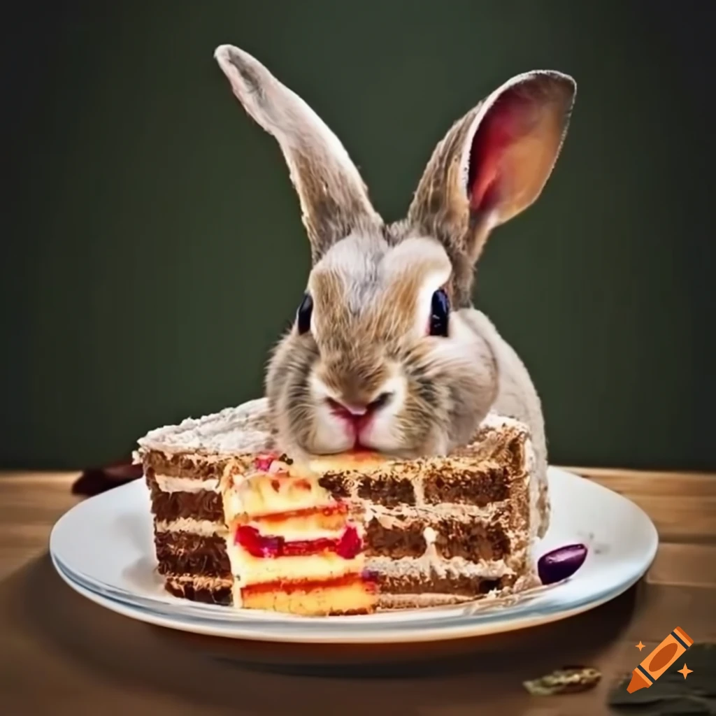 Bunny eating cake on Craiyon