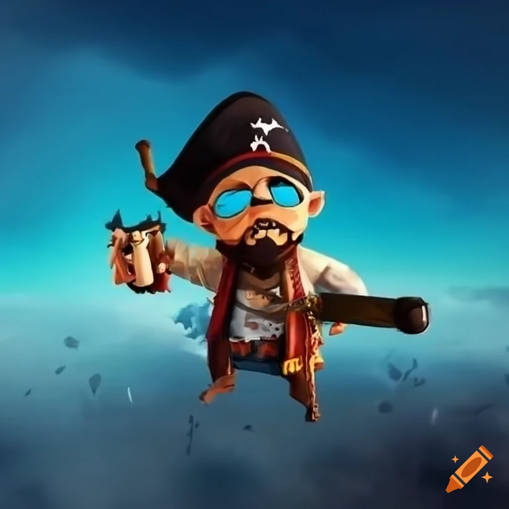Pirate in the sky with a game controller on Craiyon