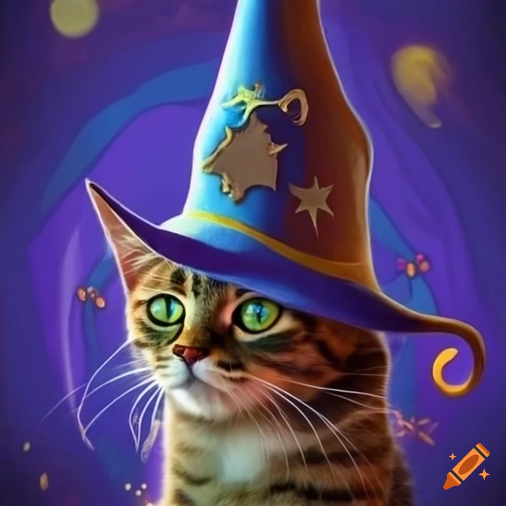 Cats wearing wizard hats on Craiyon