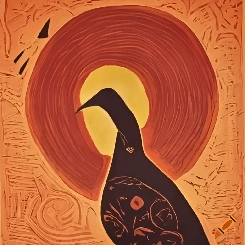 Flying bird linocut art on Craiyon