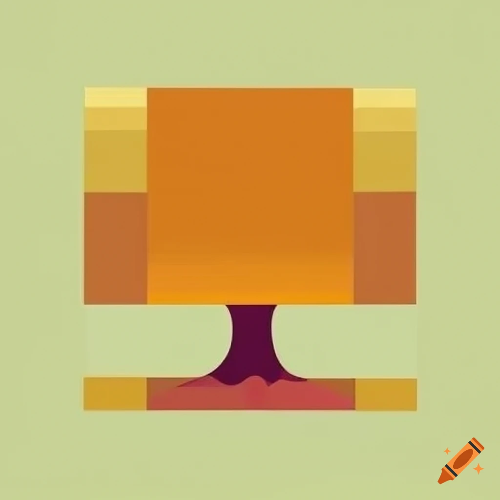 Minimalist art of an oak tree with bright colors and rectangles on Craiyon