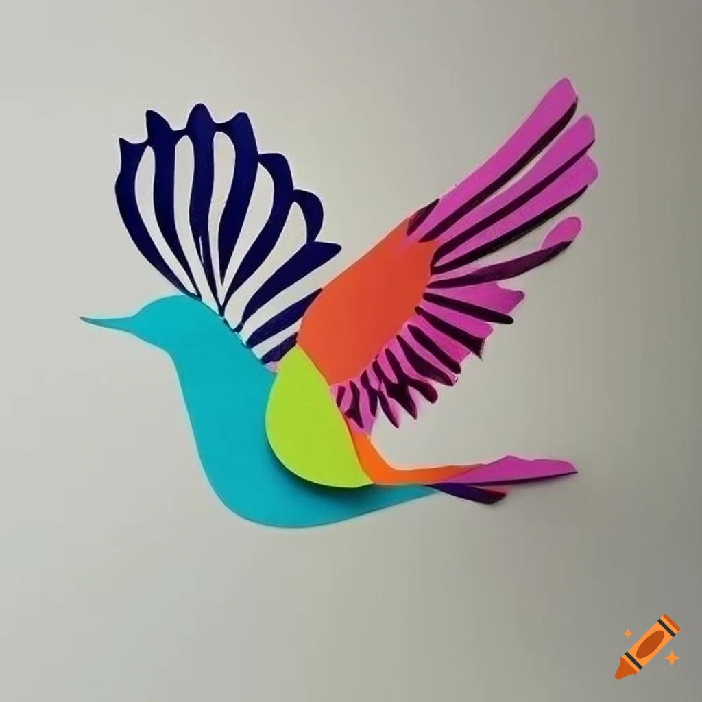 Flying bird matisse cut paper art on Craiyon