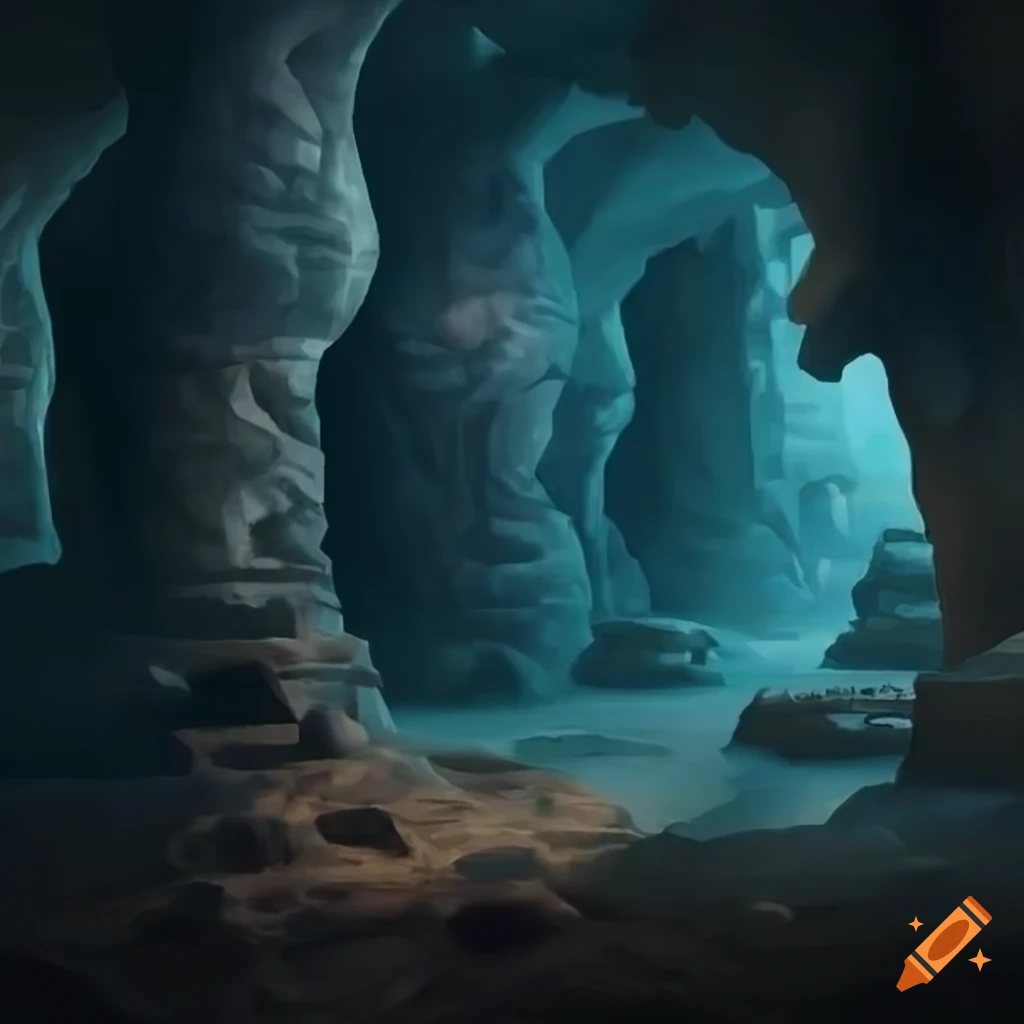 Dungeons and dragons cave complex with grid layout on Craiyon