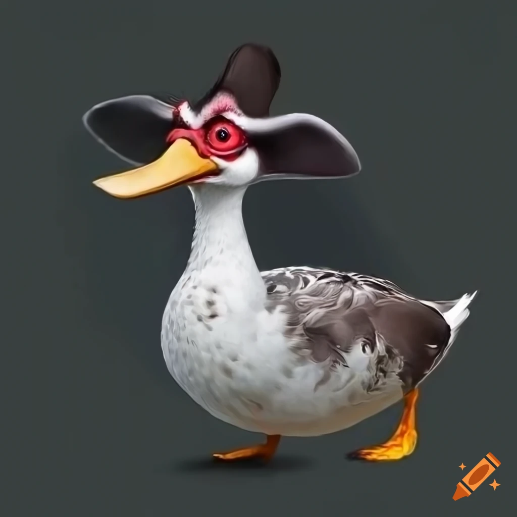Realistic darkwing duck portrayed as a muscovy duck on Craiyon