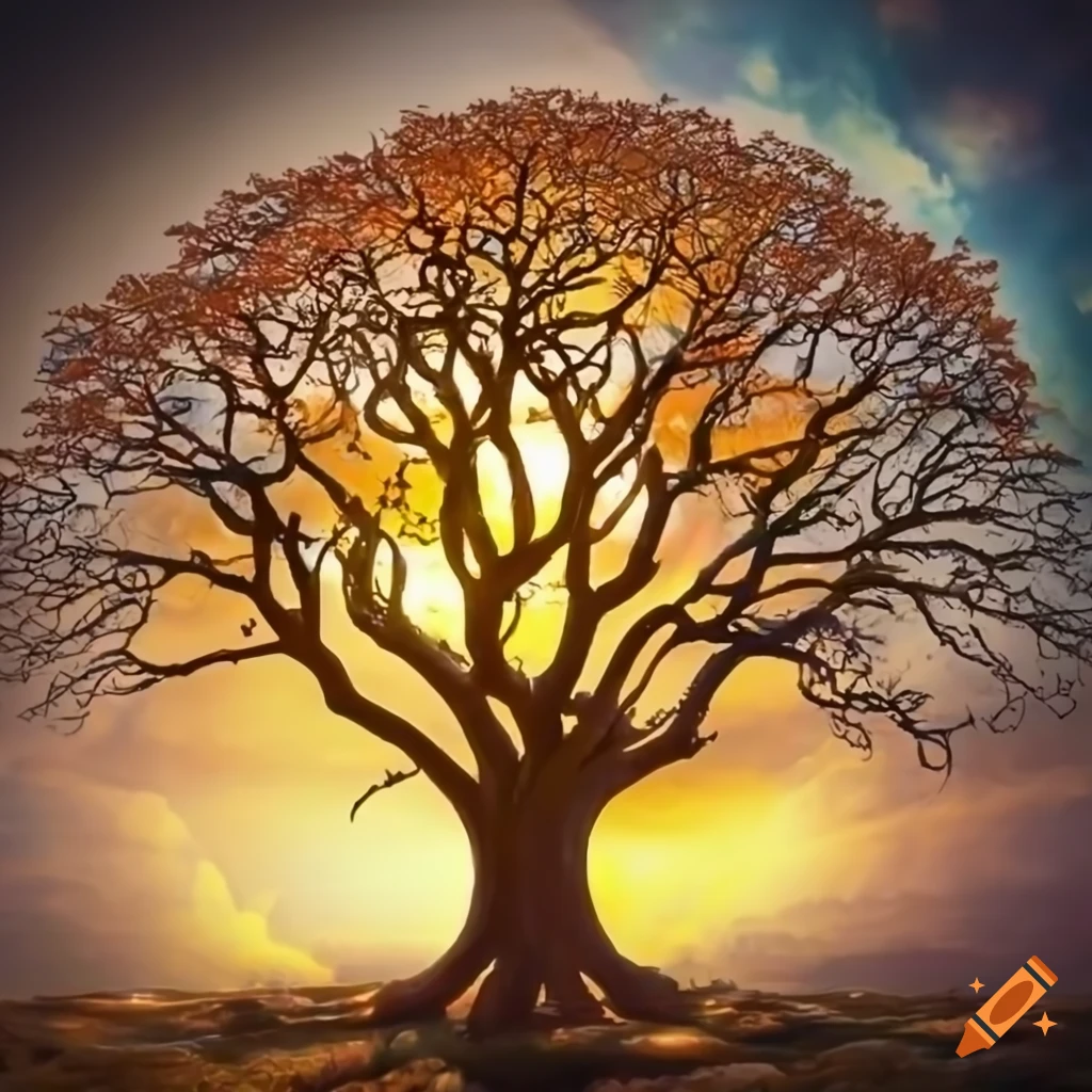 Tree of life illuminated by sunshine on Craiyon