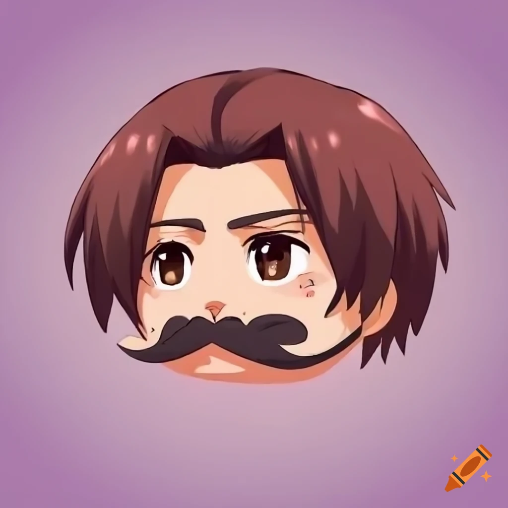 Overweight anime character with a well-groomed moustache in chibi style ...