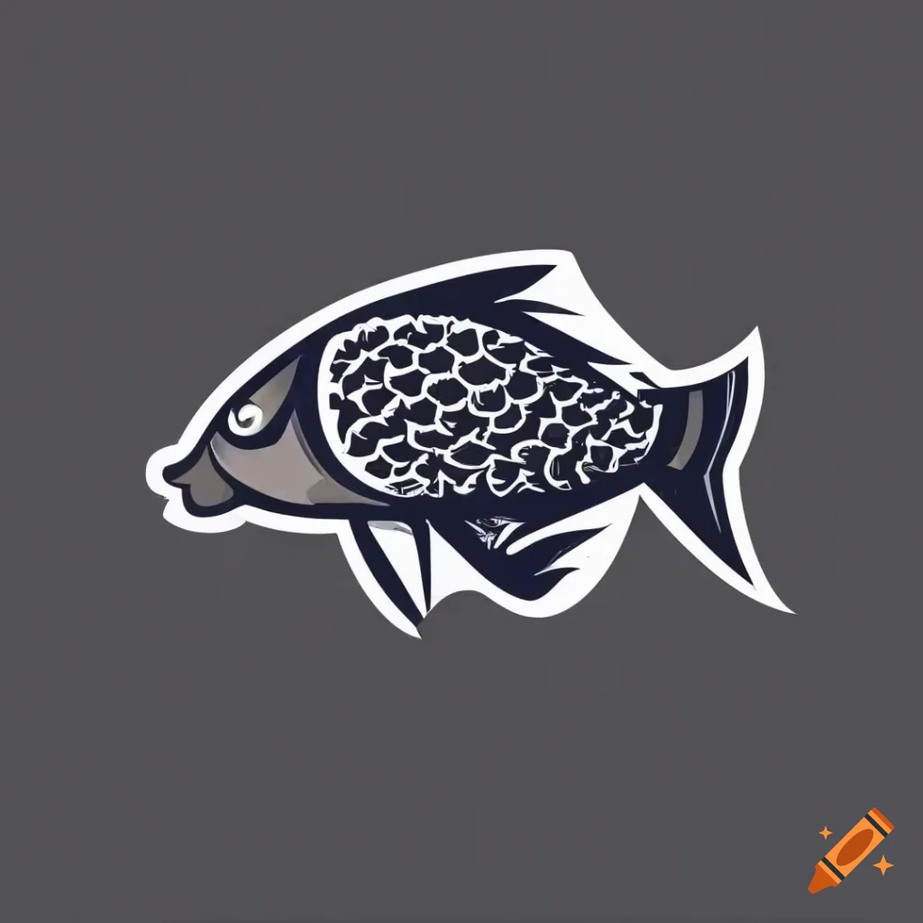 Minimalistic carp mascot logo in autumn colors with angular eyes on Craiyon