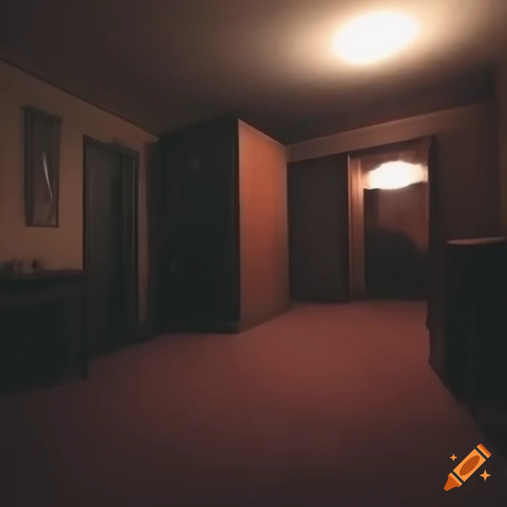 Liminal space in a creepy and weirdly shaped room inside a house on Craiyon