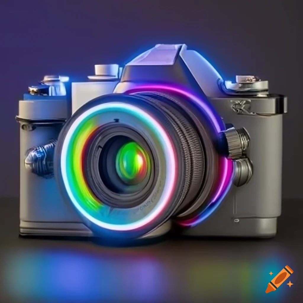 Futuristic camera with rgb lights on Craiyon