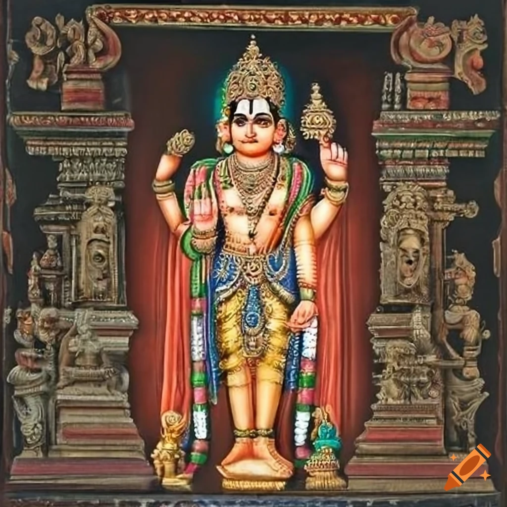 Painting of Hindu deity Murugan wielding a vel weapon on Craiyon