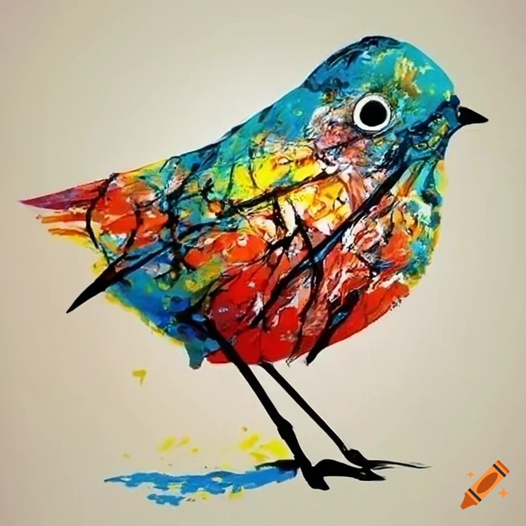 Bird in the style of pollock on Craiyon