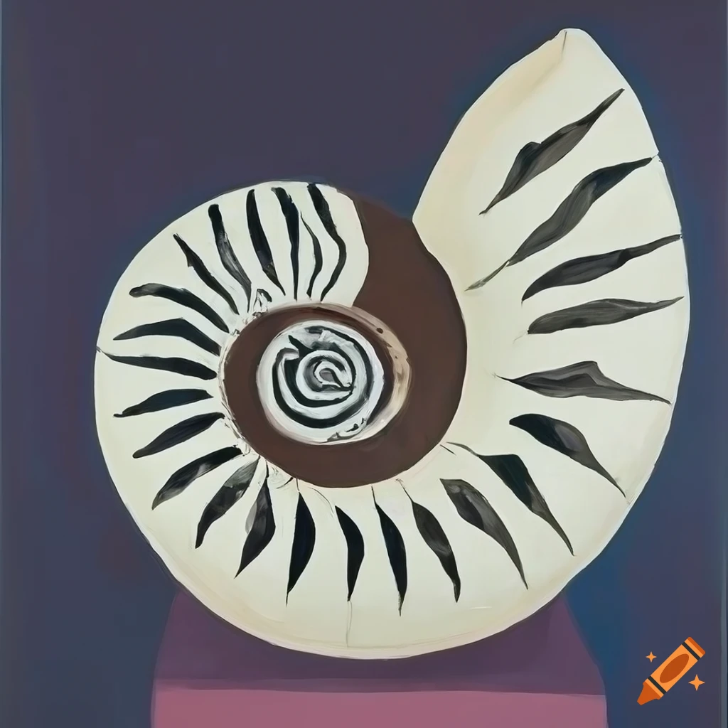 Special-shaped spatial structure with an ammonite shell in white and ... Special-shaped spatial structure with an ammonite shell in white and ...