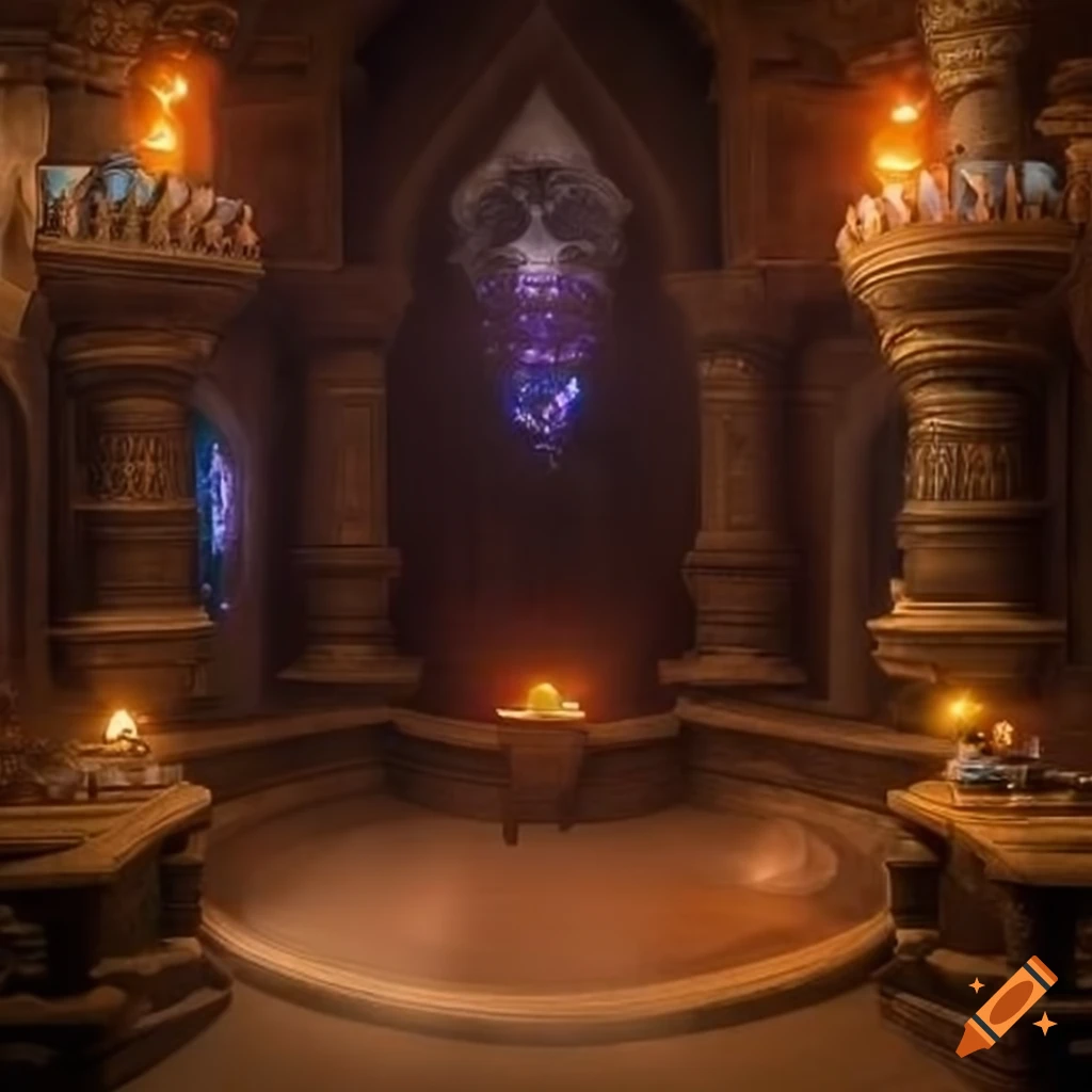 Imaginative temple room for elven ritual master on Craiyon