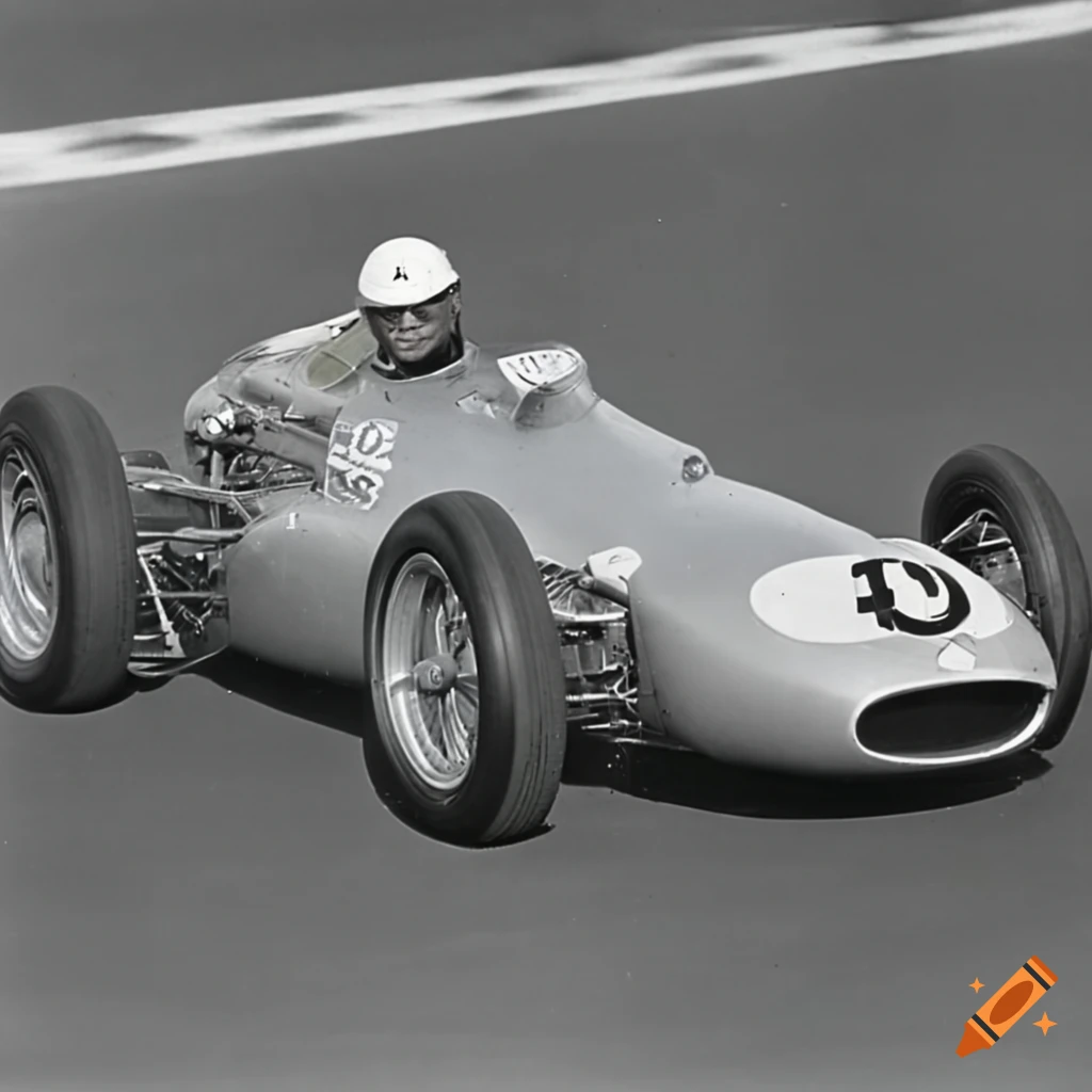 Vintage 1960 f1 car in a photograph on Craiyon