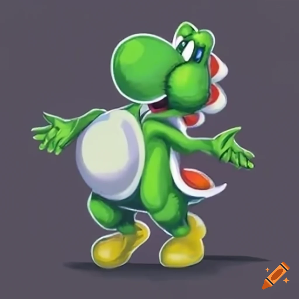 Yoshi character from Super Mario Bros. series with iconic green body ...