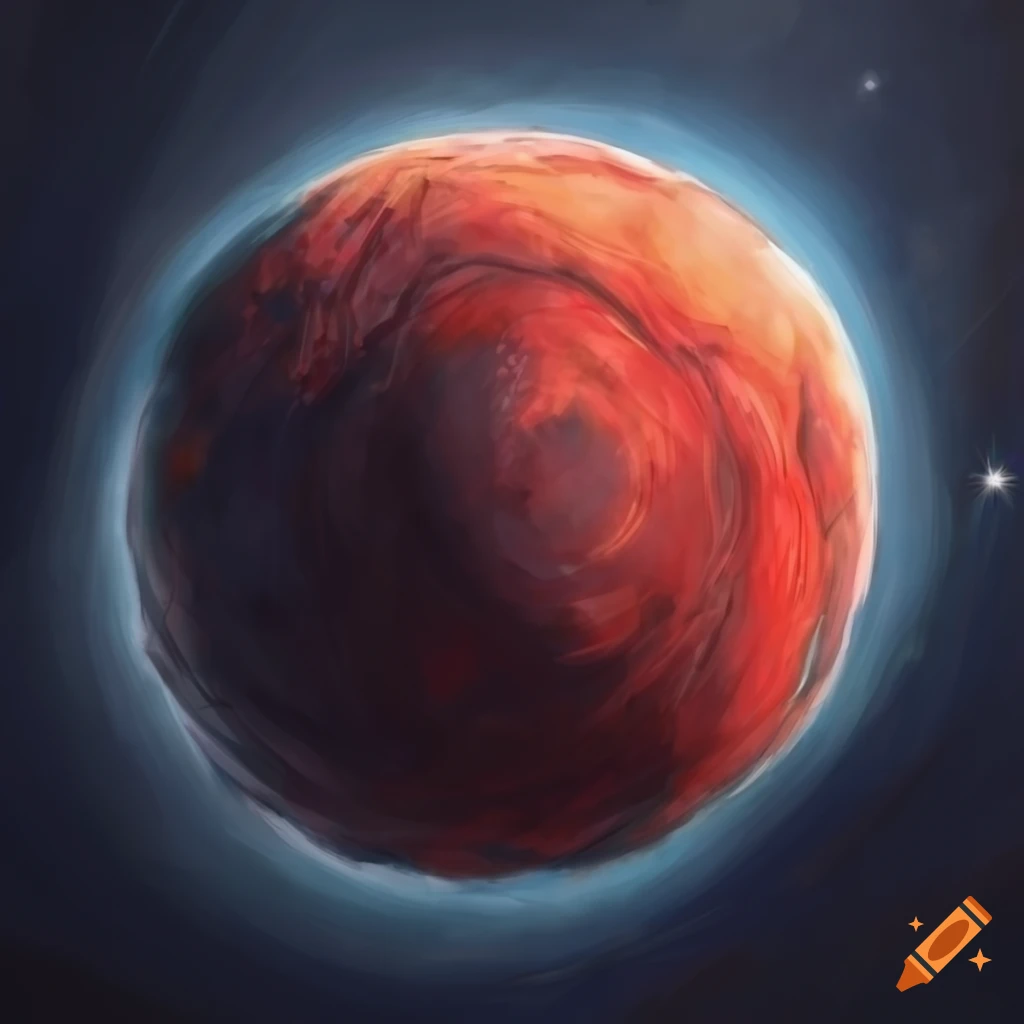 Rocky red planet in space portrayed with sci-fi realism on Craiyon