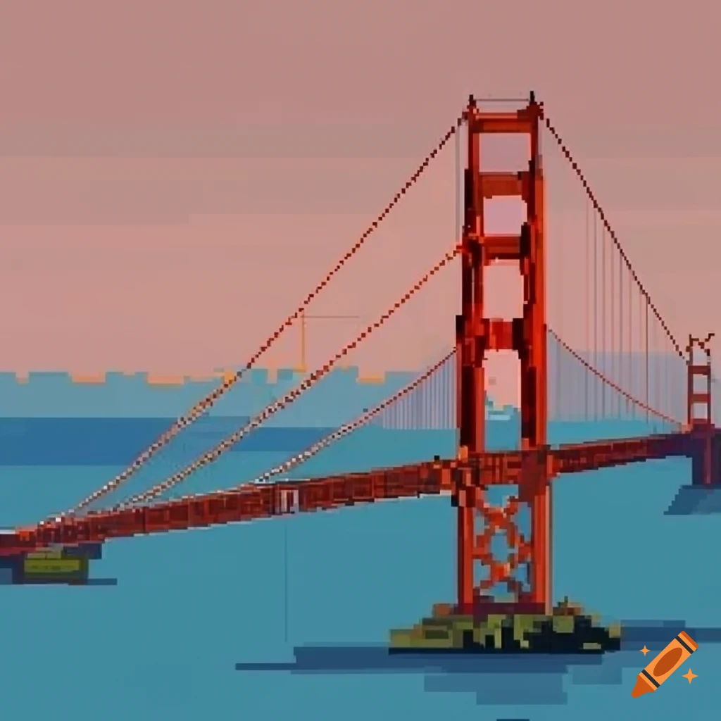Pixel art of the golden gate bridge on Craiyon