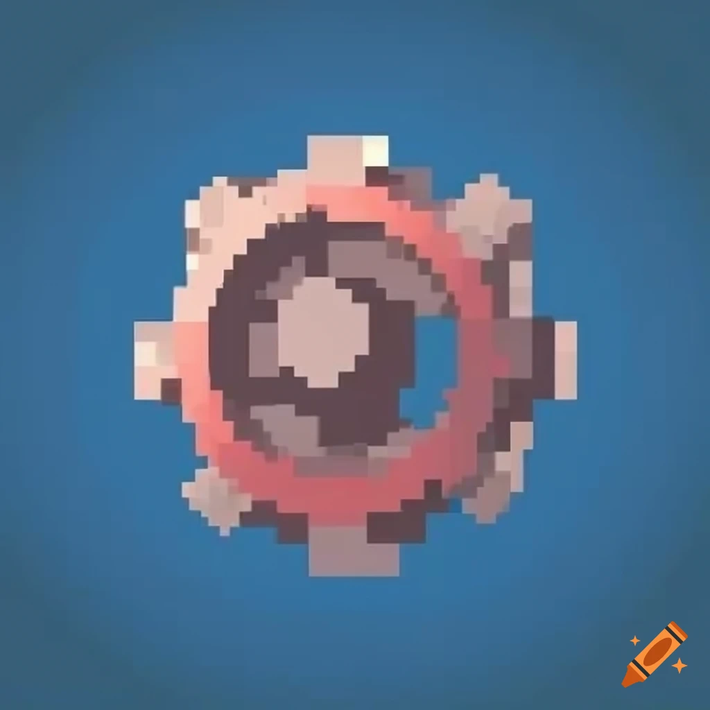 Pixelated gear on a flag on Craiyon