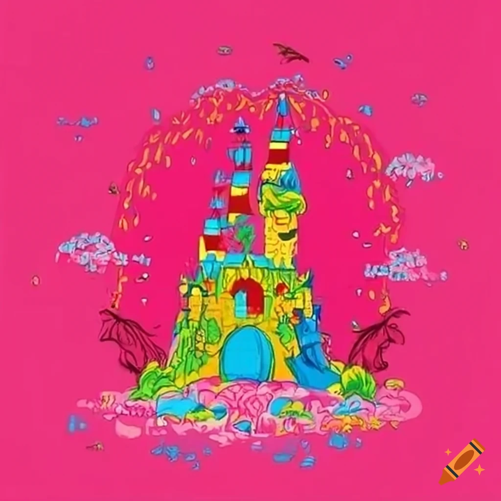 Dr. seuss-style castle in an evil forest in candyland on Craiyon