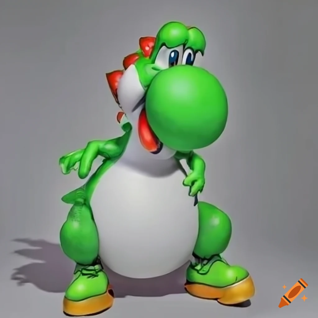 Artistic interpretation of a green yoshi from super mario bros. series ...