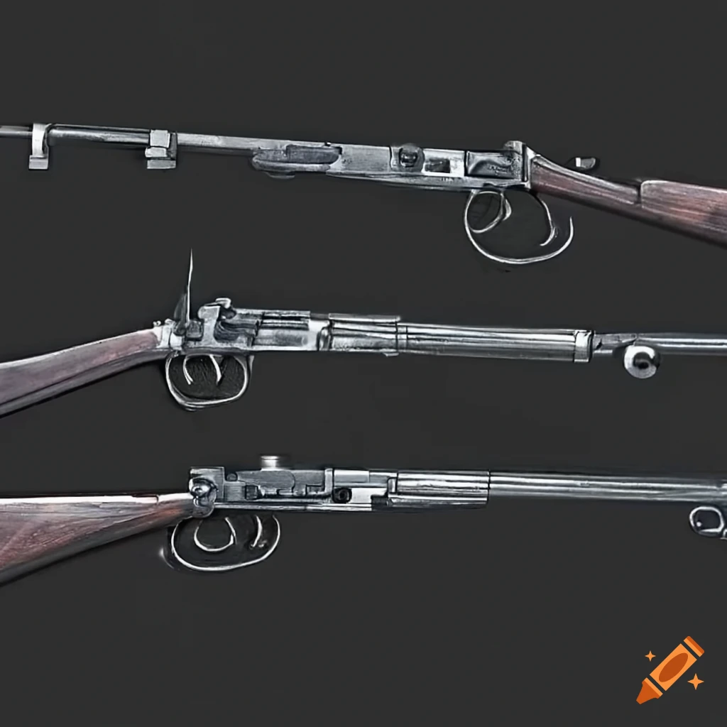 Blueprints of a repeating rifle on Craiyon