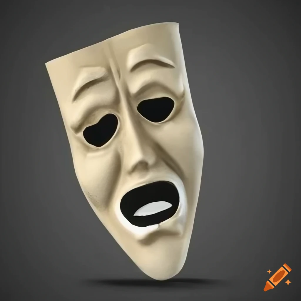 Surprised theater mask with expressive features on Craiyon
