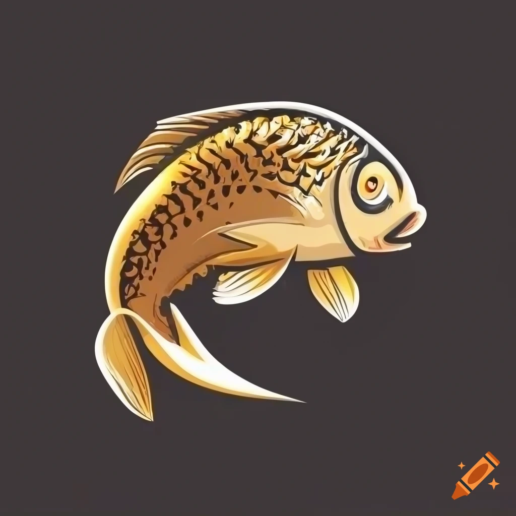 NBA team mascot mirror carp with golden and brown scales on black ...