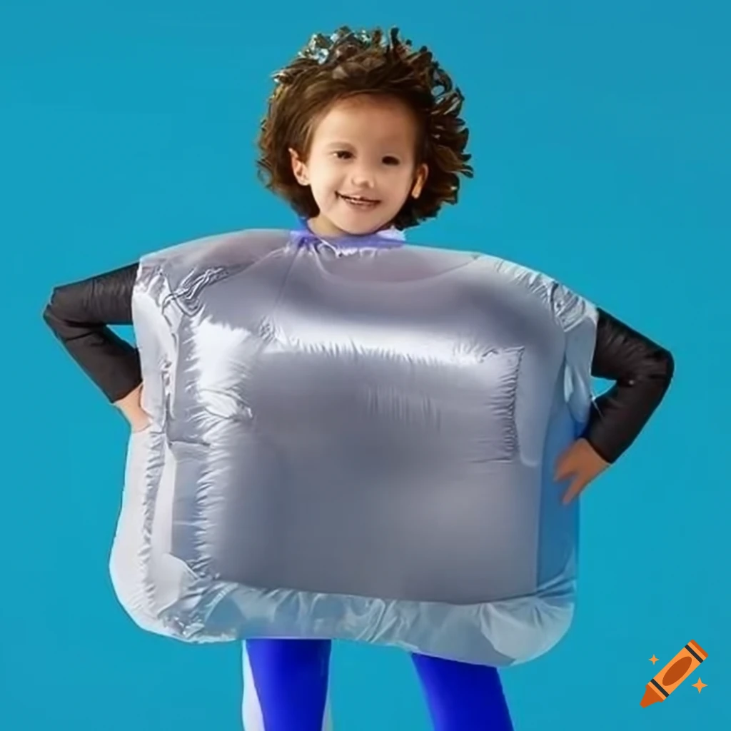 Inflatable ice cube costume for children on Craiyon