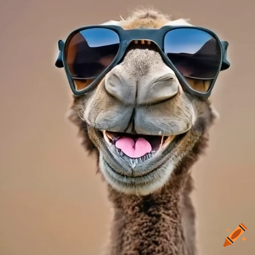 Smiling camel with sunglasses on Craiyon