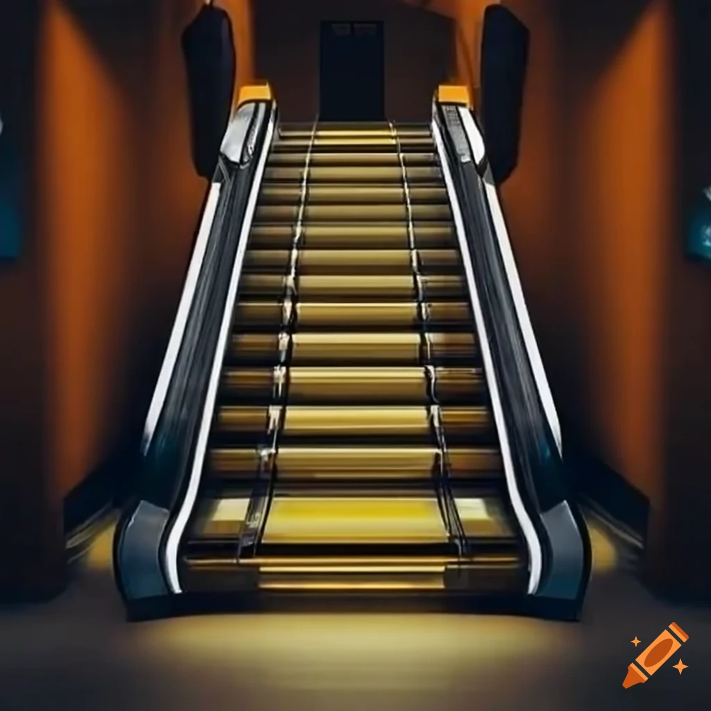 Golden escalator stairs on Craiyon