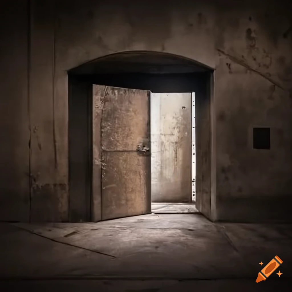 Eroded modern vault blast doors on Craiyon