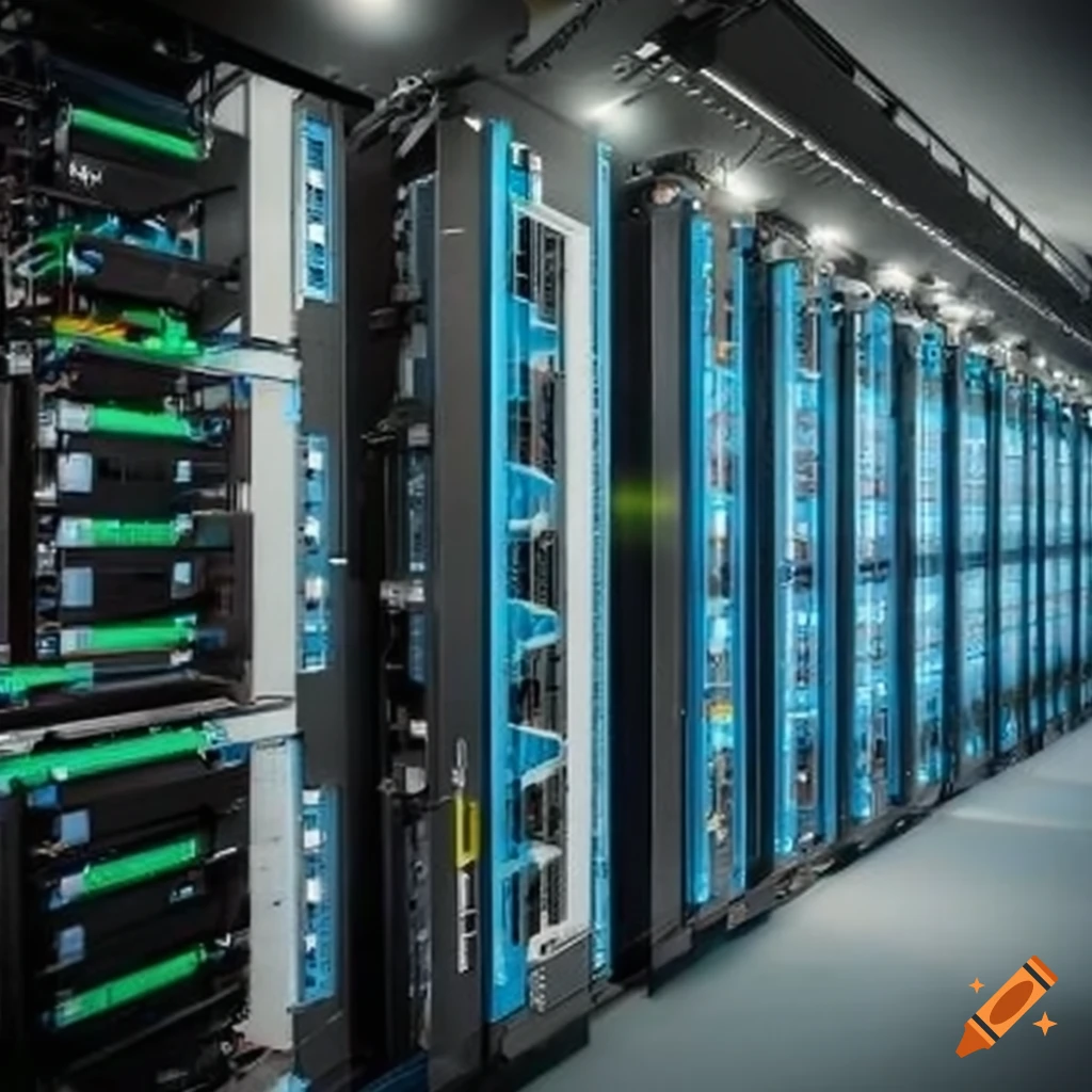 Networking racks automated construction in wide landscape on Craiyon