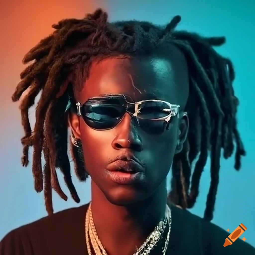 Black rapper with dreadlocks and shades on Craiyon